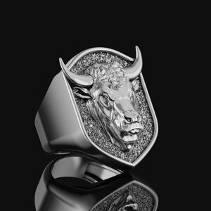 Men's Bull Ring, Big Pinky Jewelry Sterling Silver Accessory, Mens ...