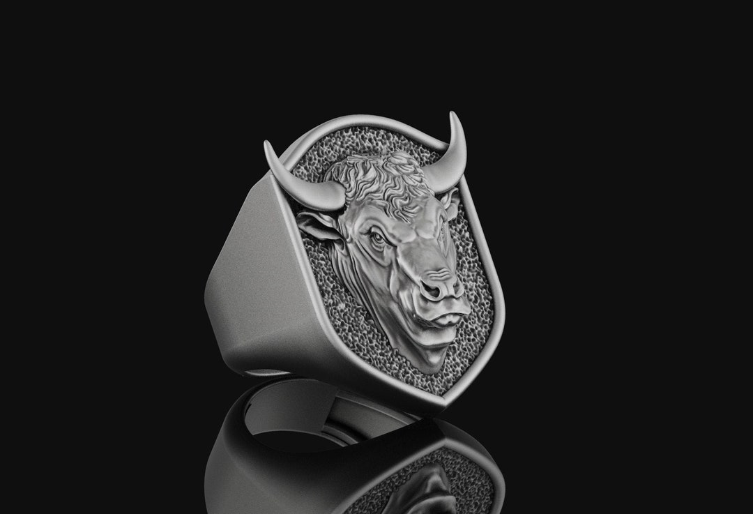 Men's Bull Ring, Big Pinky Jewelry Sterling Silver Accessory, Mens ...