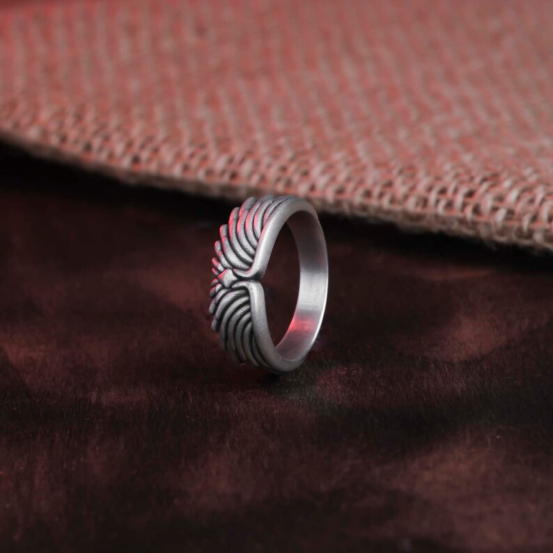 Divine Ring, Celestial Spear Ring, Angel Wings Band, Heavenly Silver ...