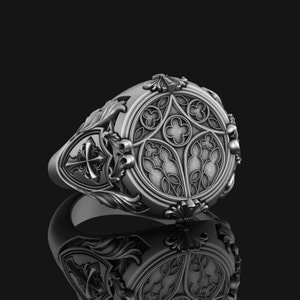 Silver Religious Cathedralic Symbol Ring - Christianity Jewelry ...