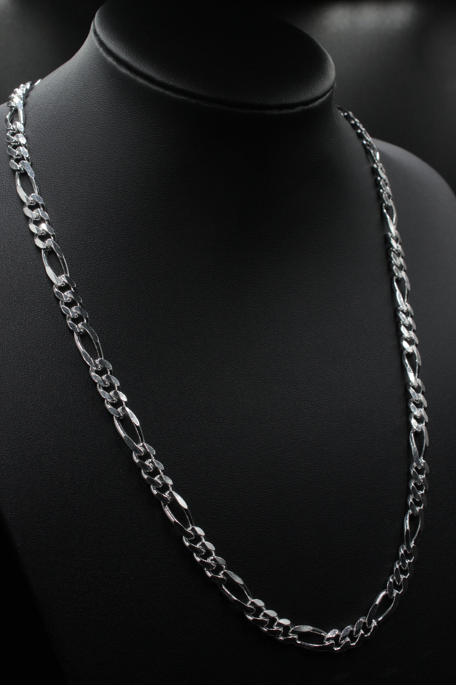 7mm Sterling Silver Figaro Chain Necklace, Oxidized Finish - Etsy