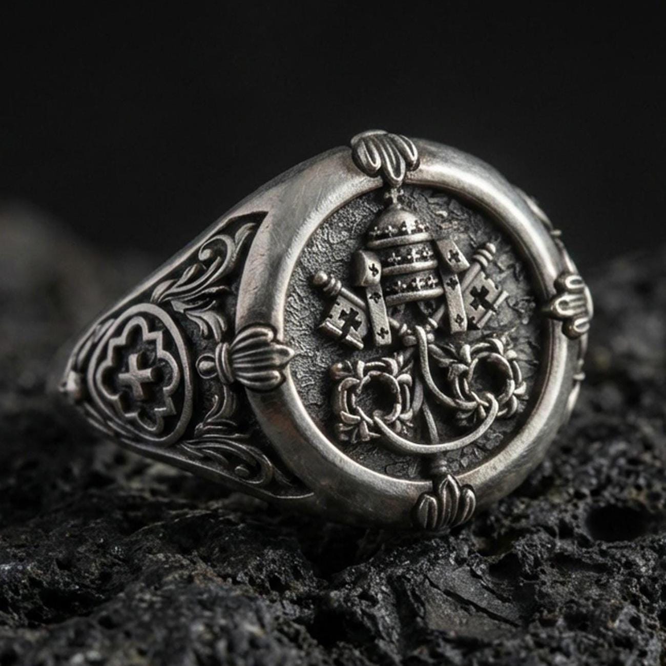 Sterling Silver Saint Peter Ring - Keys of Heaven, Religious Gift - Etsy
