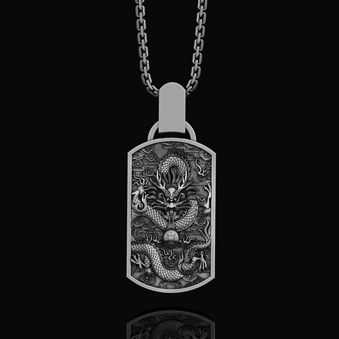 Silver Chinese Serpent Dragon Guardian, Protector Spirit Pendant ...