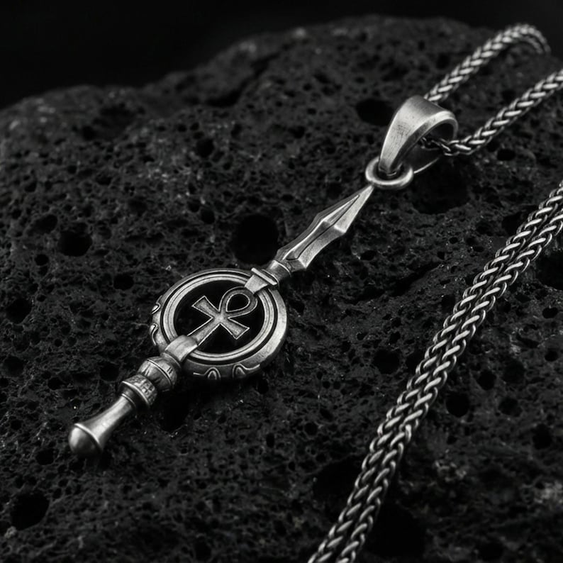 Sterling Silver Ankh Spear Necklace – Ancient Egyptian Jewelry - Etsy