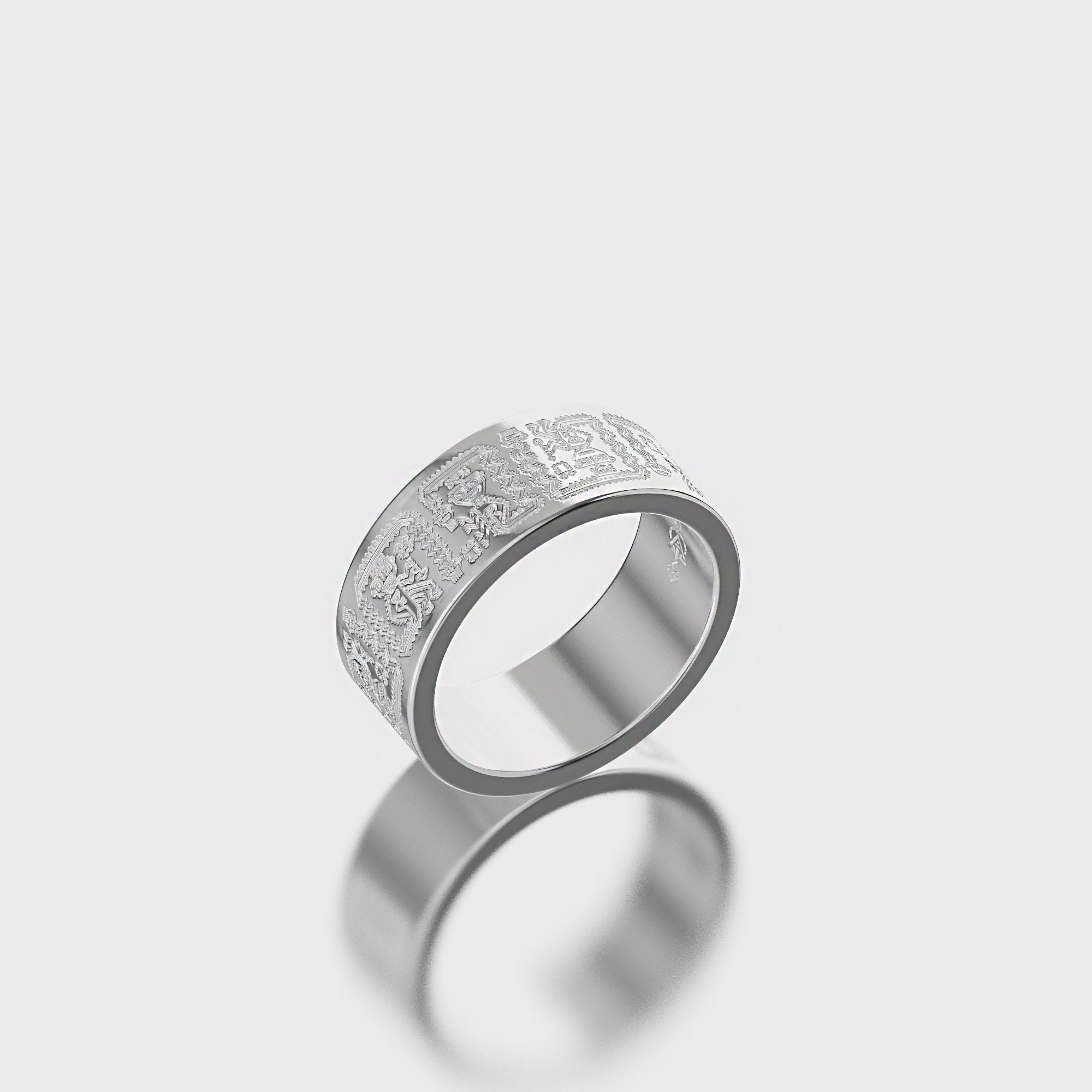 Aztec Maya Ancient Pattern Wedding Band Memorial Gift - Etsy