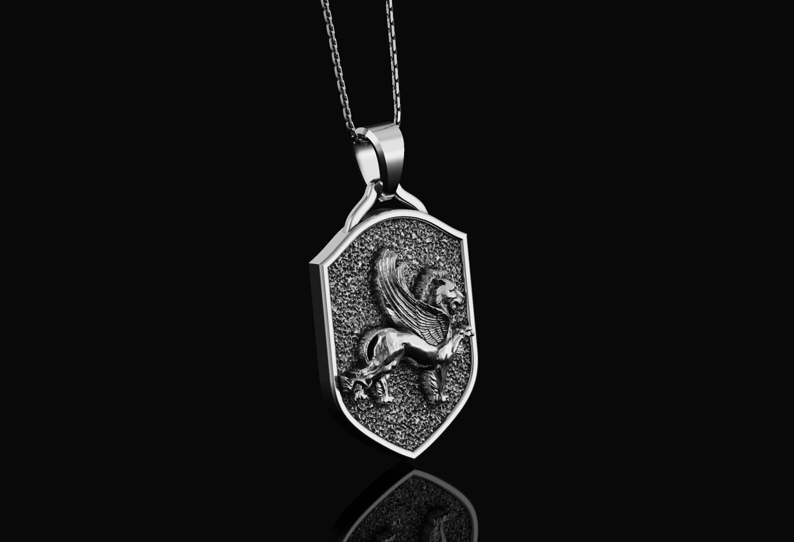 Men's Silver Gryphon Pendant Griffin Necklace For Men | Etsy