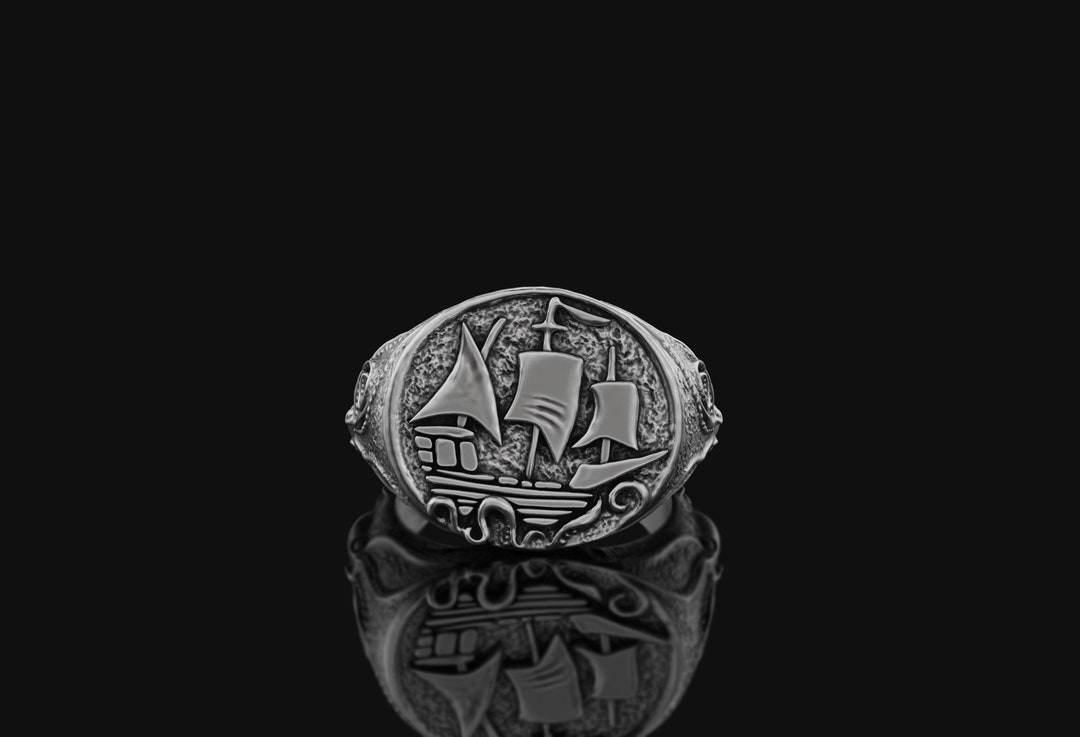 Silver Sailor Ring Nautical Accessory Mens Jewelry New Year Gift 925 ...