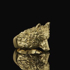 Men's & Women's Silver Alpha Wolf Ring Unisex Animal Jewelry Birthday ...
