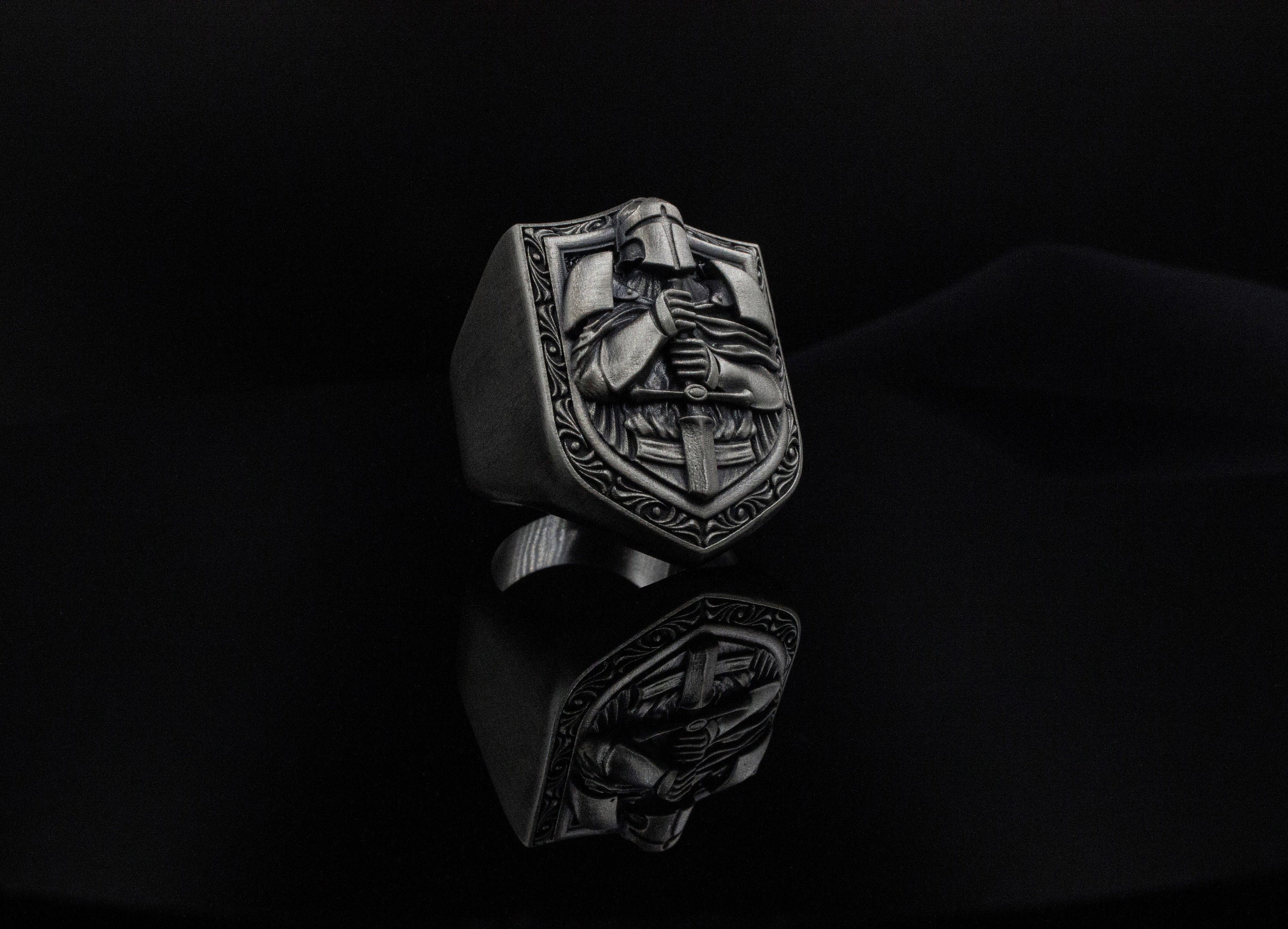 Solid Silver Knight Ring for Men Accessory New Year Gift for - Etsy