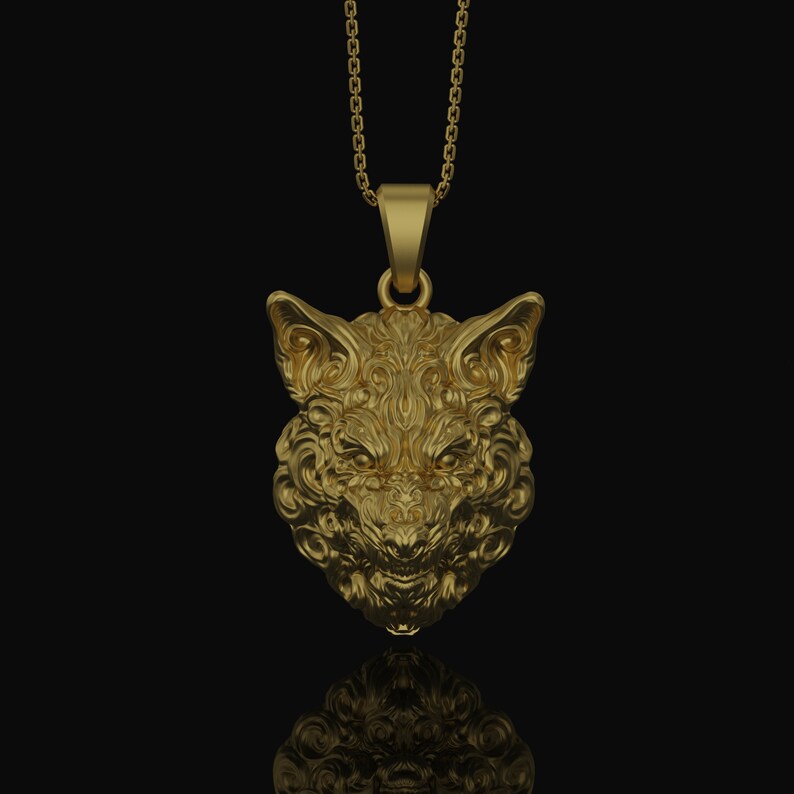 Carved Wolf Head Pendant - Handcrafted Wolf Necklace, Detailed Animal ...