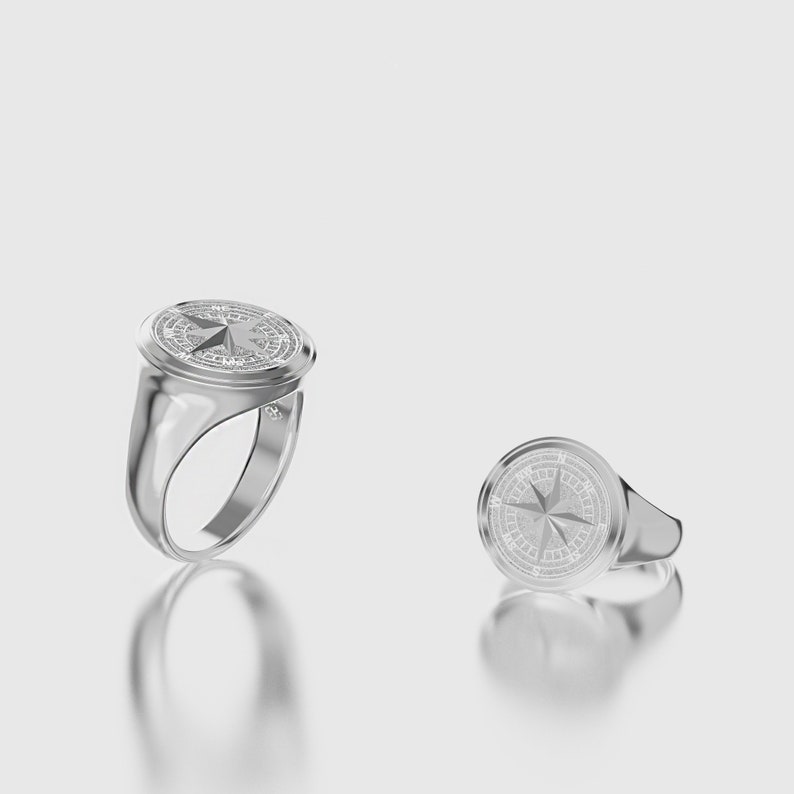 Silver Compass Ring Compass Jewelry Men's Ring - Etsy