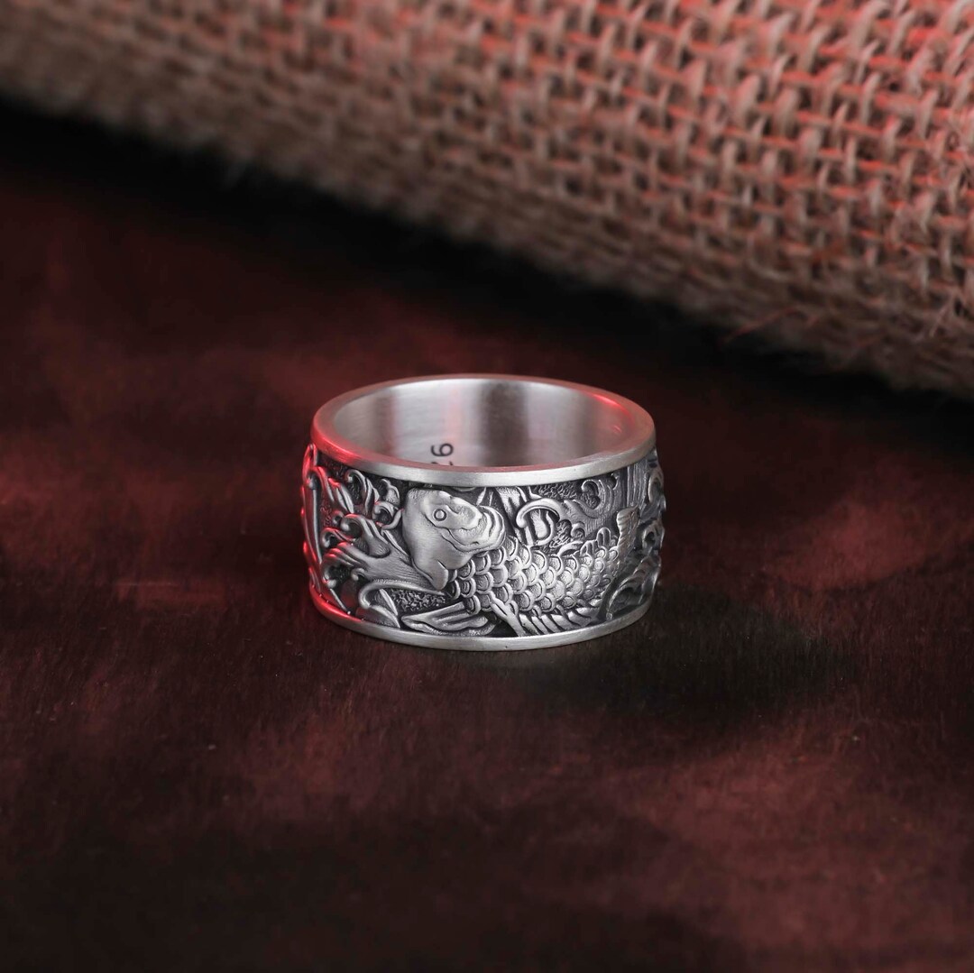 Carp Waves Ring Koi Fish Band Ocean Inspired Jewelry Asian - Etsy