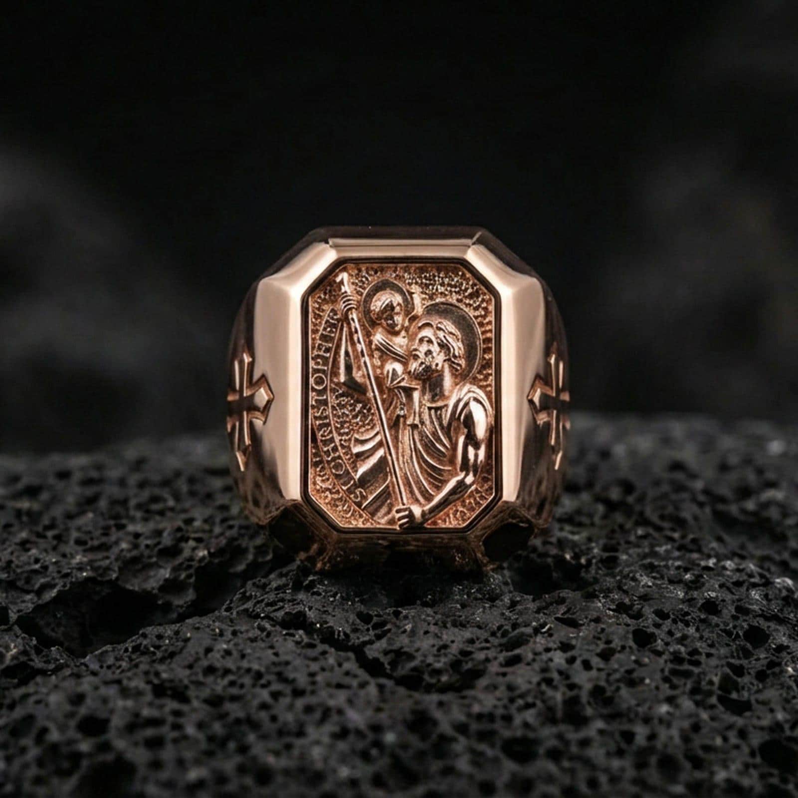 St Christopher Ring, 925 Sterling Silver Signet, Catholic Gift - Etsy
