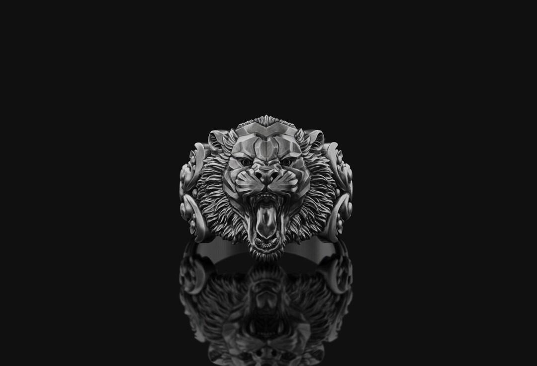 Silver Tiger Signet Ring Mens Accessory Valentine Gift Animal Jewelry ...
