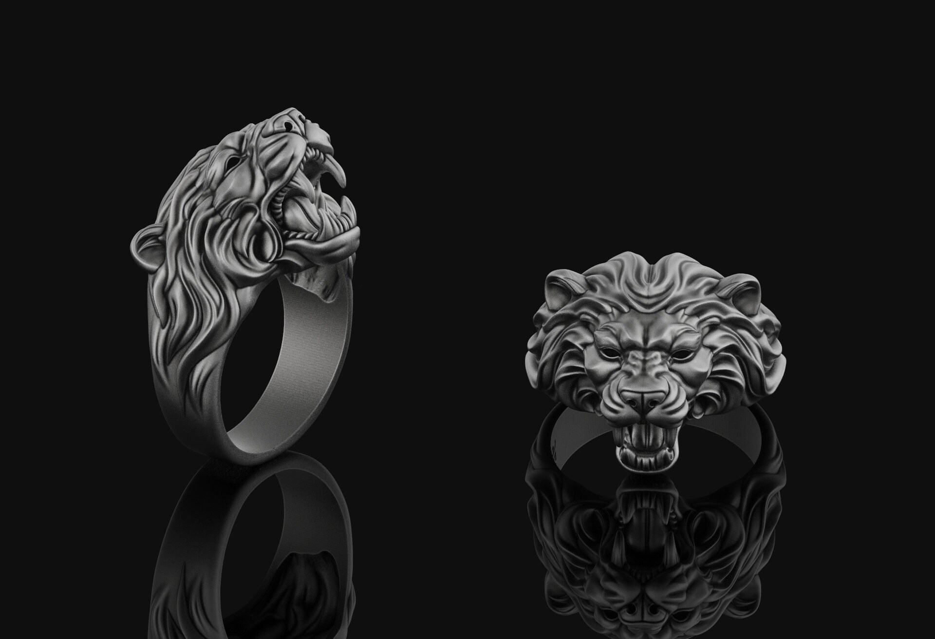 Men's & Women's Silver Angry Nemea Lion King Ring | Etsy