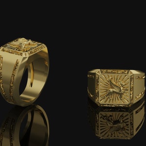 Gold Plated Silver Gryphon Ring Griffon Jewelry Griffin Guardian ...