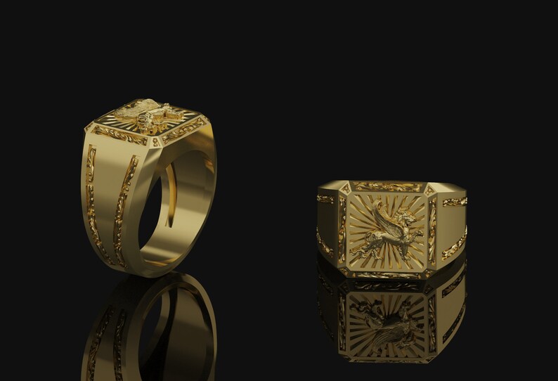 Gold Plated Silver Gryphon Ring Griffon Jewelry Griffin Guardian ...