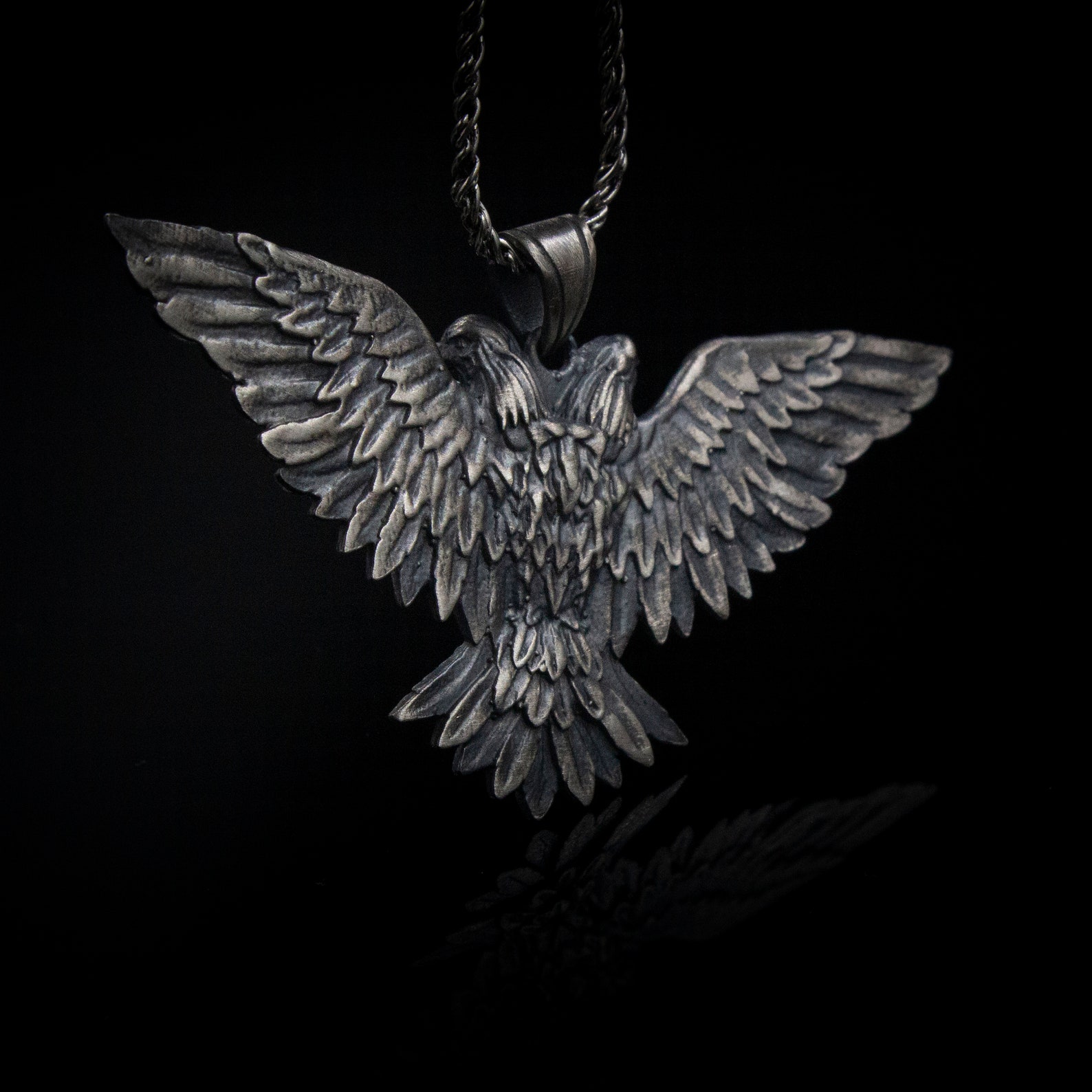 Silver Two Headed Eagle Jewelry Gift Necklace Bird Pendant - Etsy