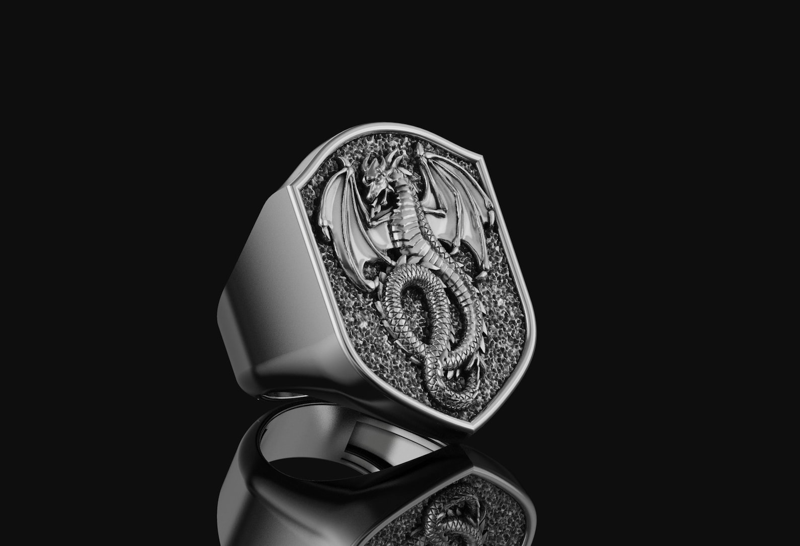 Men's Silver Dragon Mythical Creature Unisex Pinky - Etsy