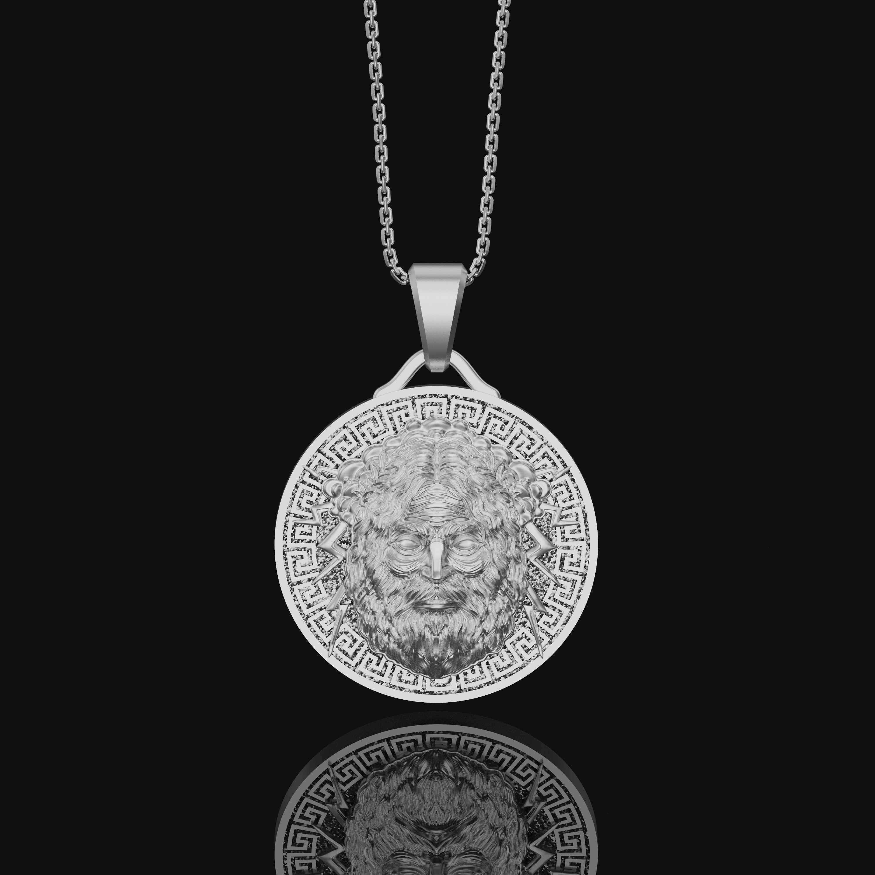 Silver Zeus Men's Necklace, God Zeus Oxdized Men Pendant, Greek God ...
