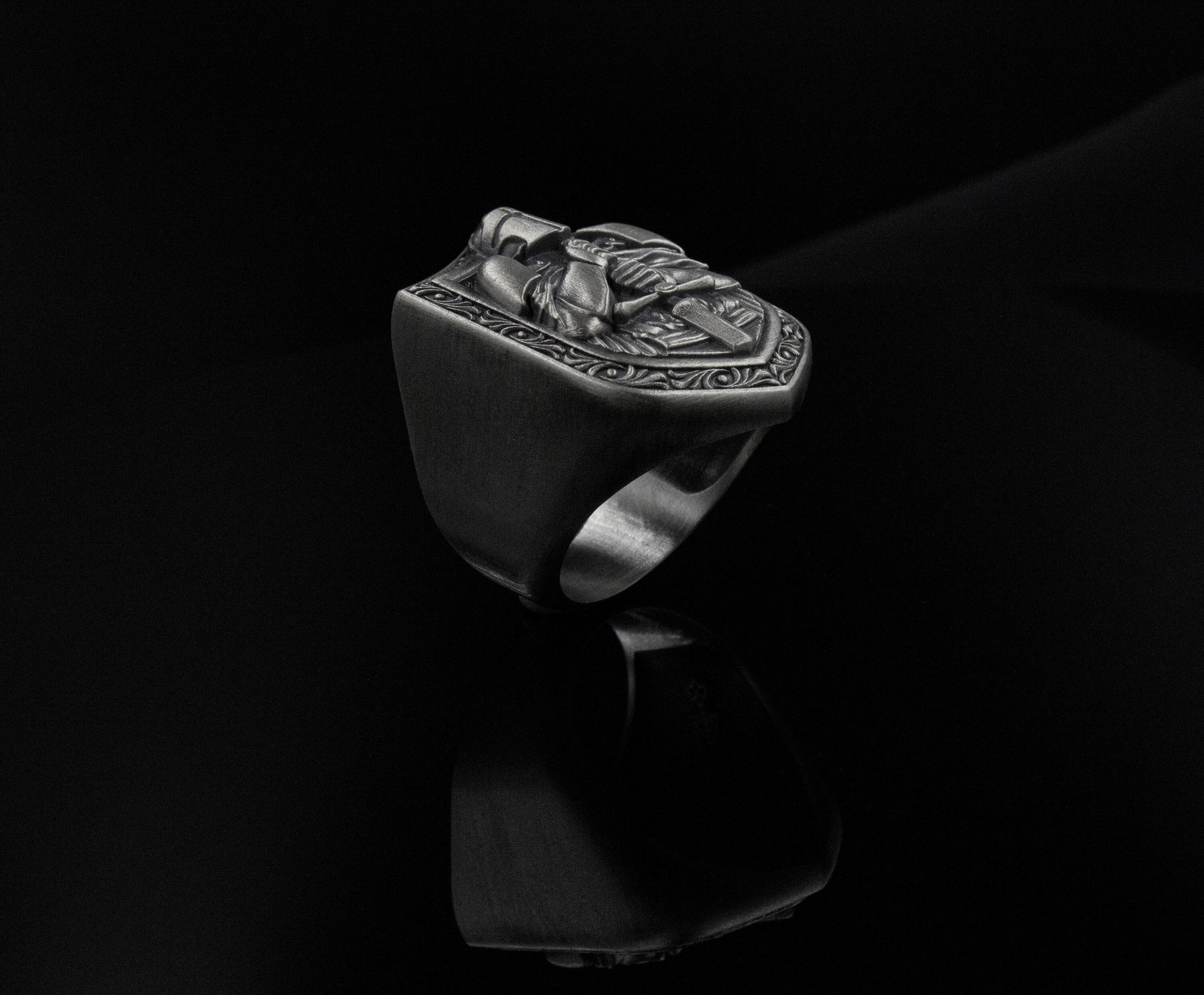 Solid Silver Knight Ring for Men Accessory New Year Gift for - Etsy