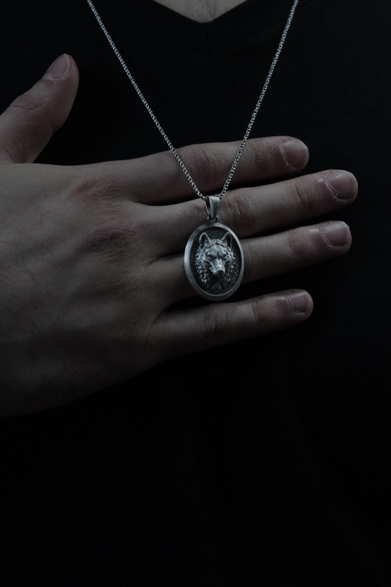 Personalized Wolf Accessory Animal Mens Jewelry 925 Silver - Etsy