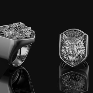 Angry Wolf, Men's Silver Wolf Christmas Gifts for Him Ring Gift for Men ...