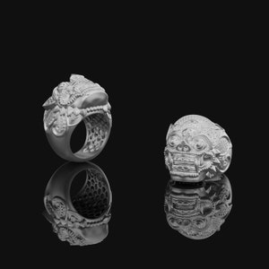 Barong God of Good Mens Ring in Silver, Balinese Mythology Gothic Ring ...