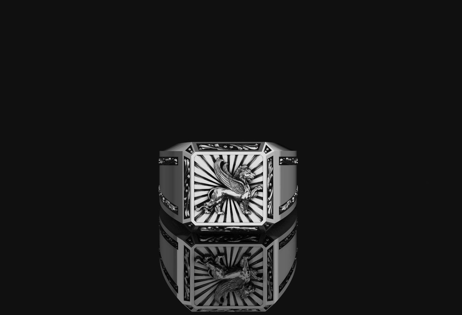 Gold Plated Silver Gryphon Ring Griffon Jewelry Griffin Guardian ...