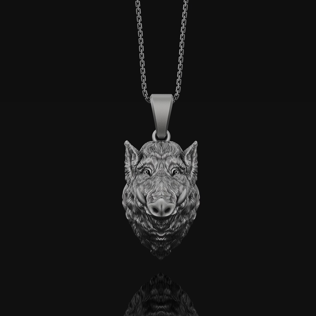 Nature-inspired 3D Wild Boar Head Necklace - Intricate Animal Pendant ...