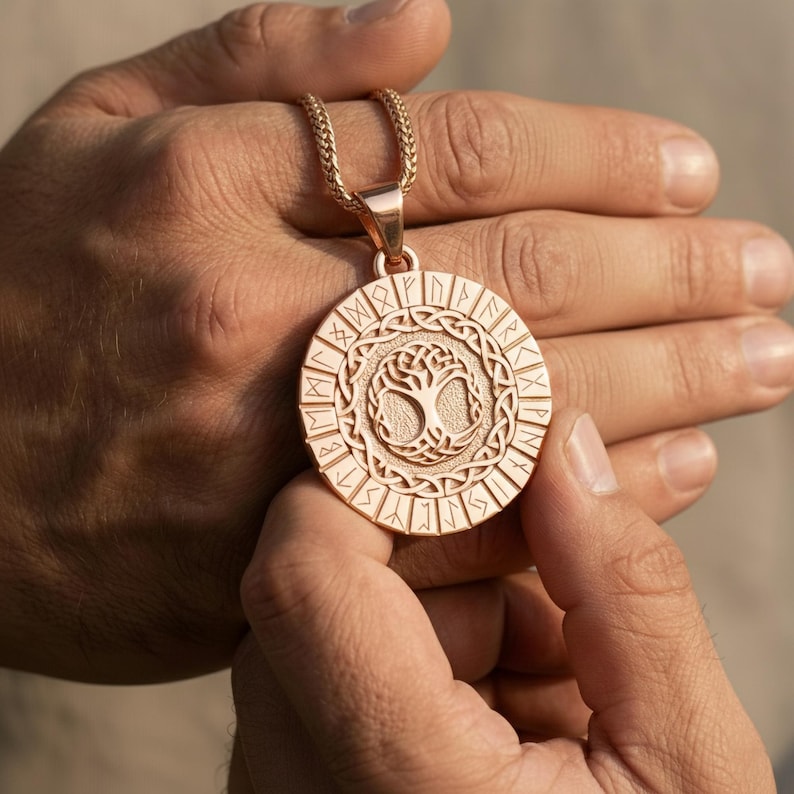 Sterling Silver Yggdrasil Pendant, Norse Tree of Life, Runic Amulet - Etsy