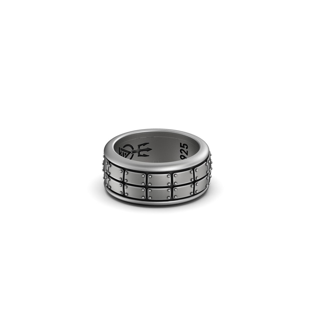 Rotating Plate Pattern Band Ring - Unique Geometric Design, Elegant ...