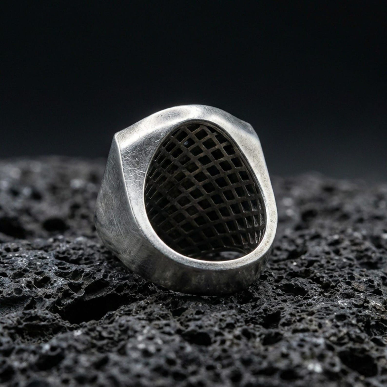 Sterling Silver Wolf Ring, Matte Large Signet Ring, Alpha Head Jewelry ...