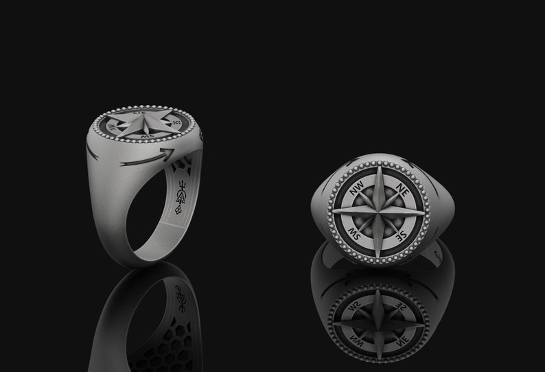 Men's Compass Ring Gift for Him, Sterling Silver Jewelry Women's ...