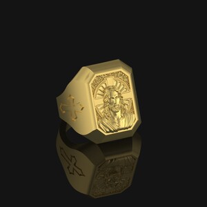 Jesus Christ Ring - 925 Oxidized Sterling Silver Signet, Christian ...