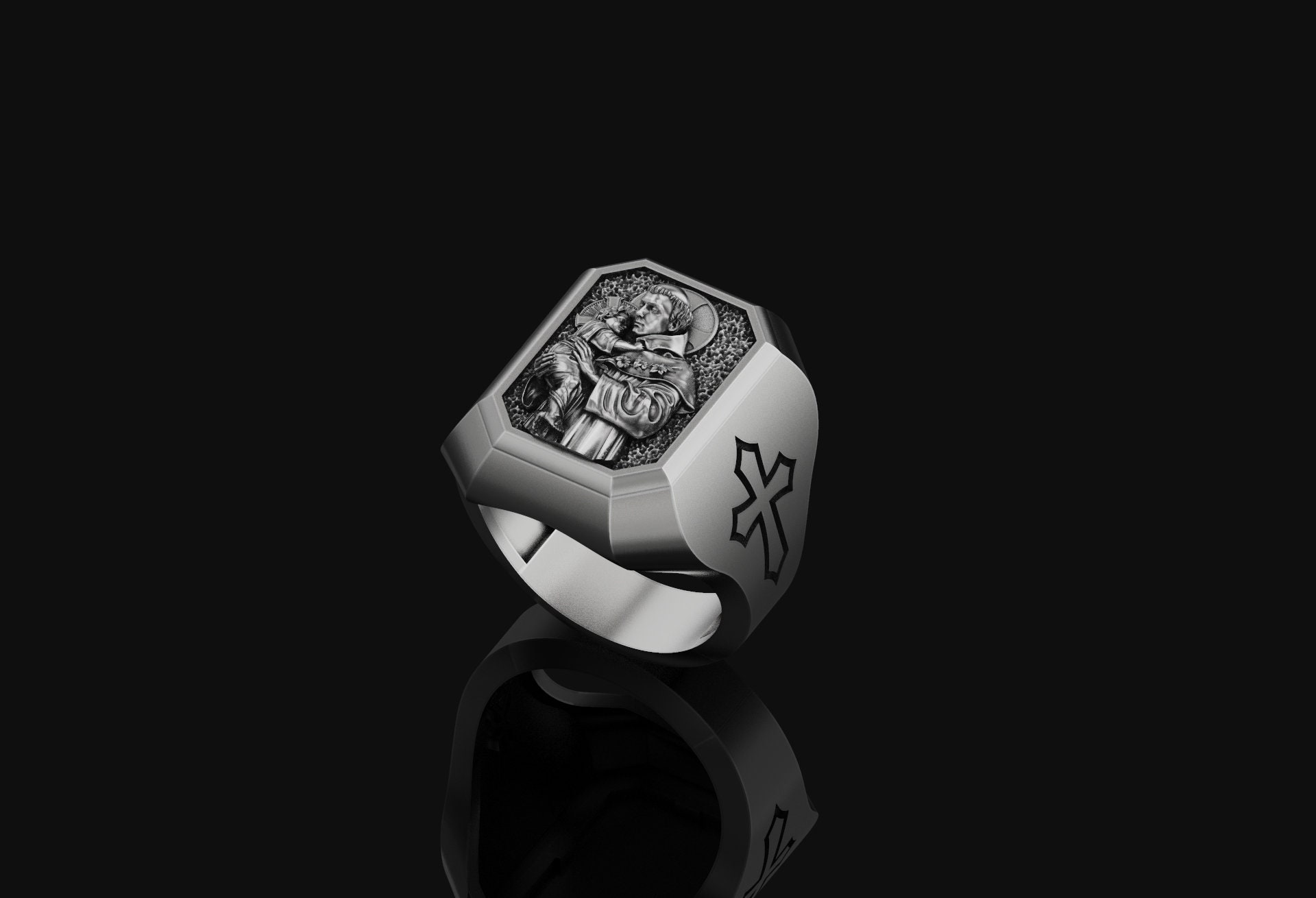 St Anthony Silver Christian Ring Catholic Gift Religious - Etsy