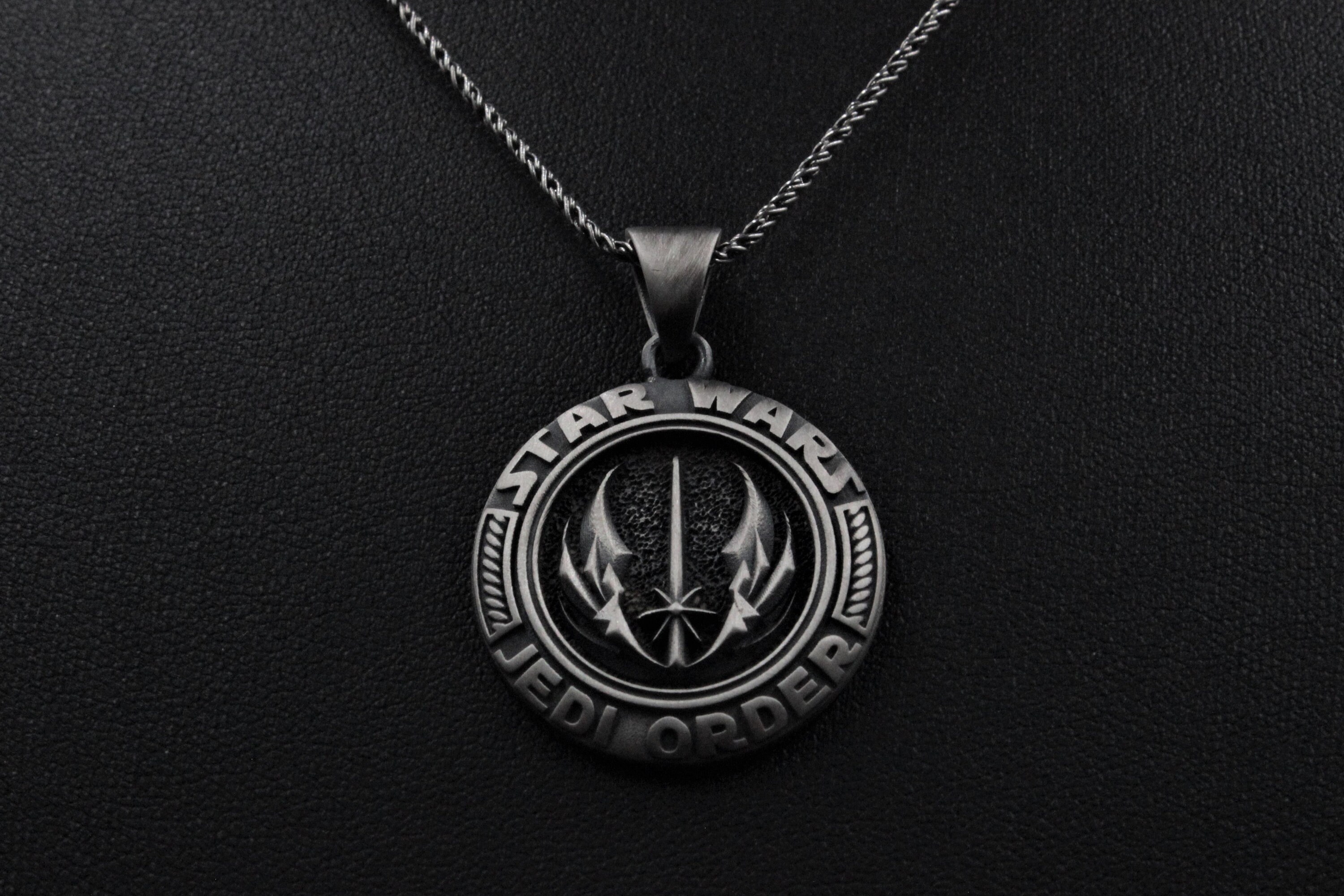Sterling Silver Star Wars Jedi Order Necklace, Oxidized Force Pendant ...