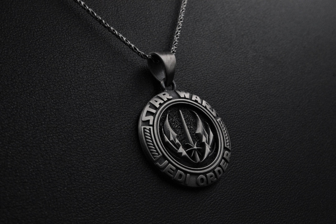 Sterling Silver Star Wars Jedi Order Necklace, Oxidized Force Pendant ...