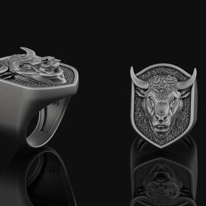 Men's Bull Ring, Big Pinky Jewelry Sterling Silver Accessory, Mens ...