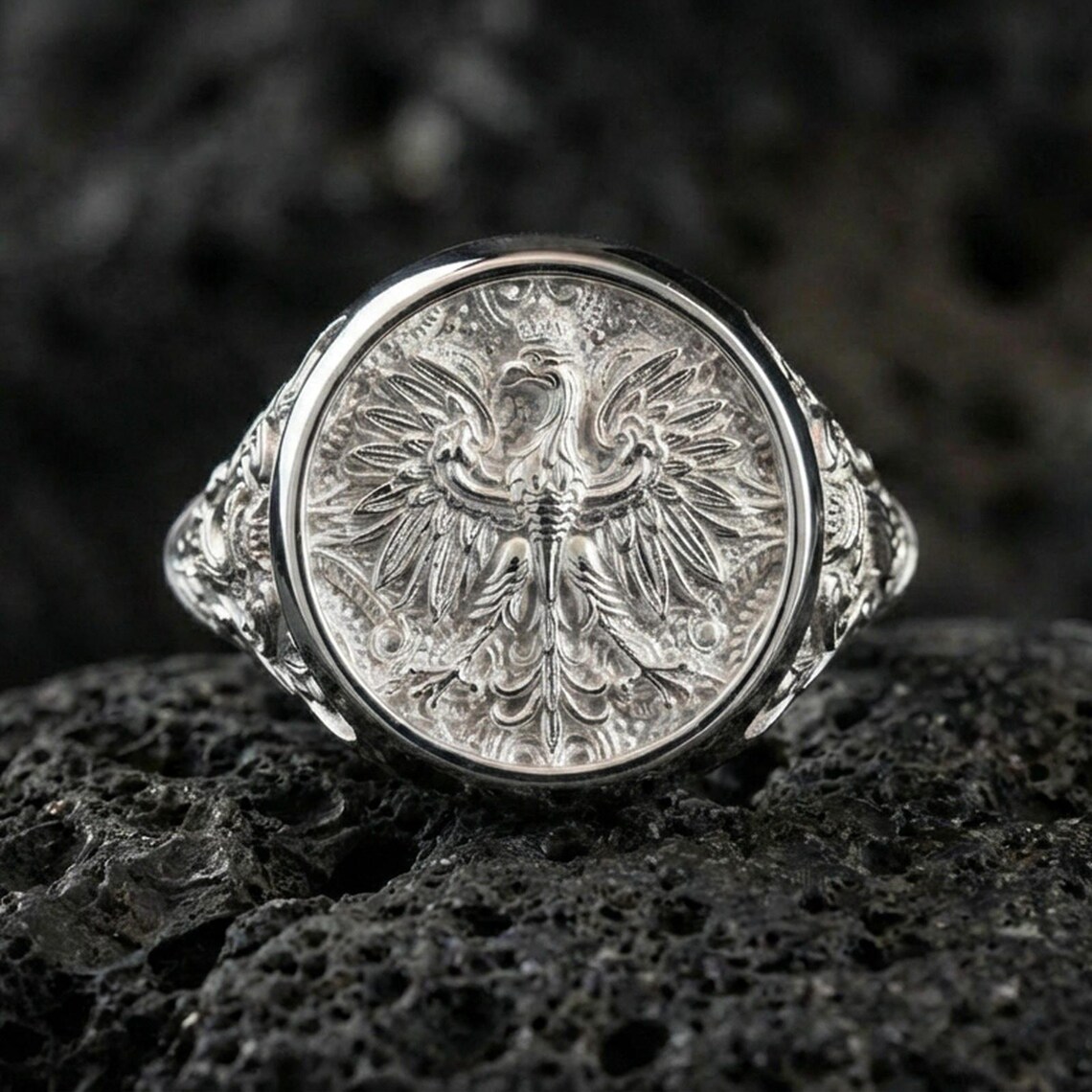 Sterling Silver Polish Eagle Signet Ring – Heraldic Coat of Arms - Etsy