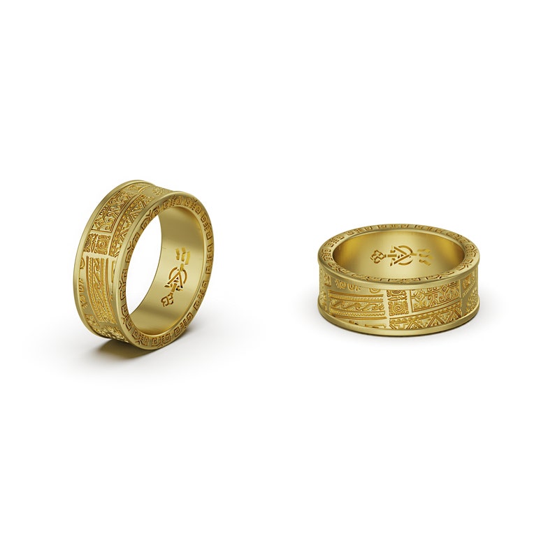 Gold Maori Pattern Ring, Polynesian Hawaiian Wedding Band - Etsy