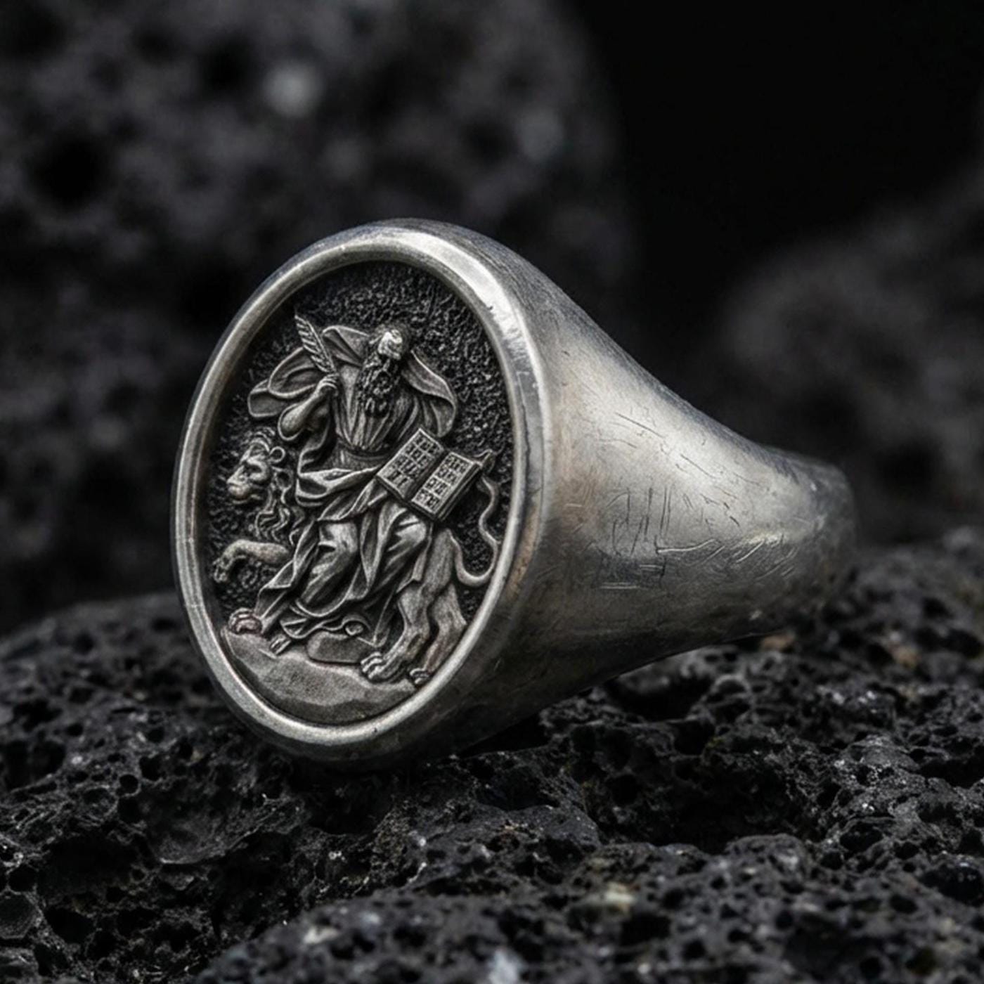 925 Sterling Silver St Mark Ring, Religious Christian Jewelry - Etsy