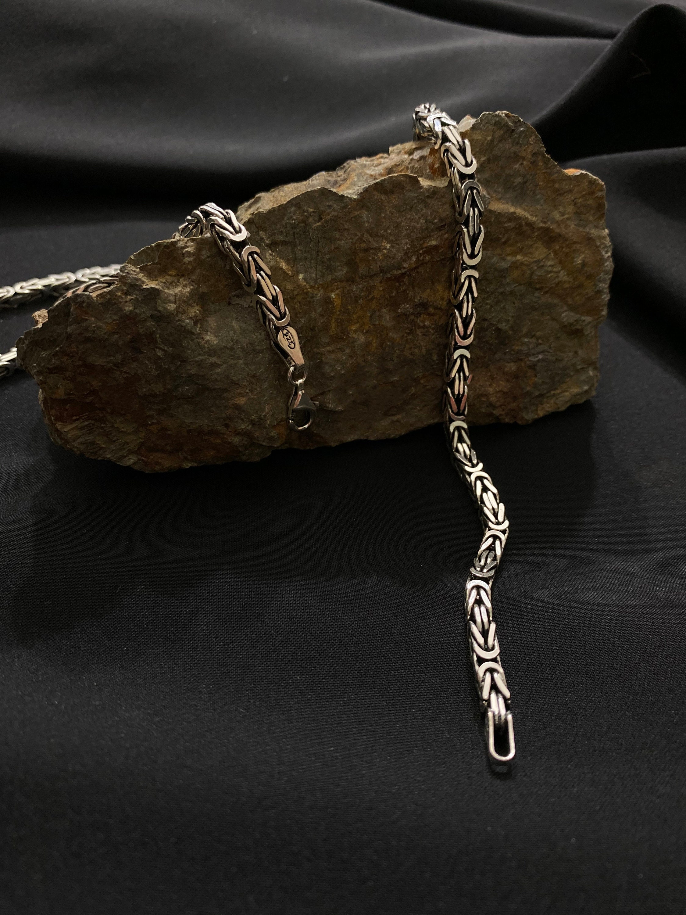 Mens 4mm Byzantine Chain Solid Silver Oxidized Bali Chain Gift - Etsy