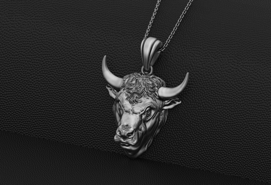 Silver Men & Women Bull Necklace Gift for Men Jewelry Taurus - Etsy