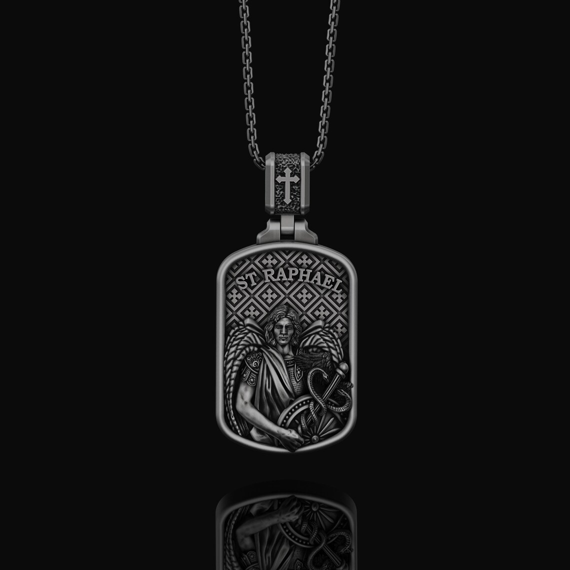 Silver Saint Raphael Pendant - Archangel Raphael Necklace, Healing ...