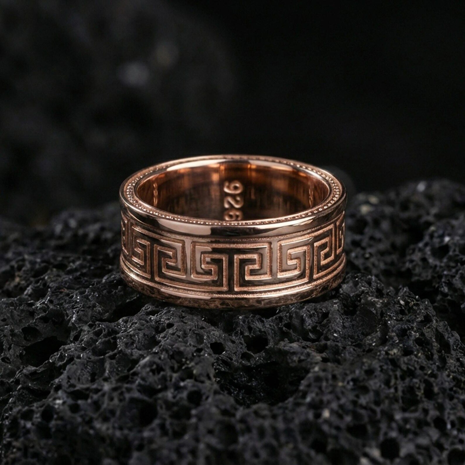 Sterling Silver Greek Key Ring, Hellenic Band - Etsy