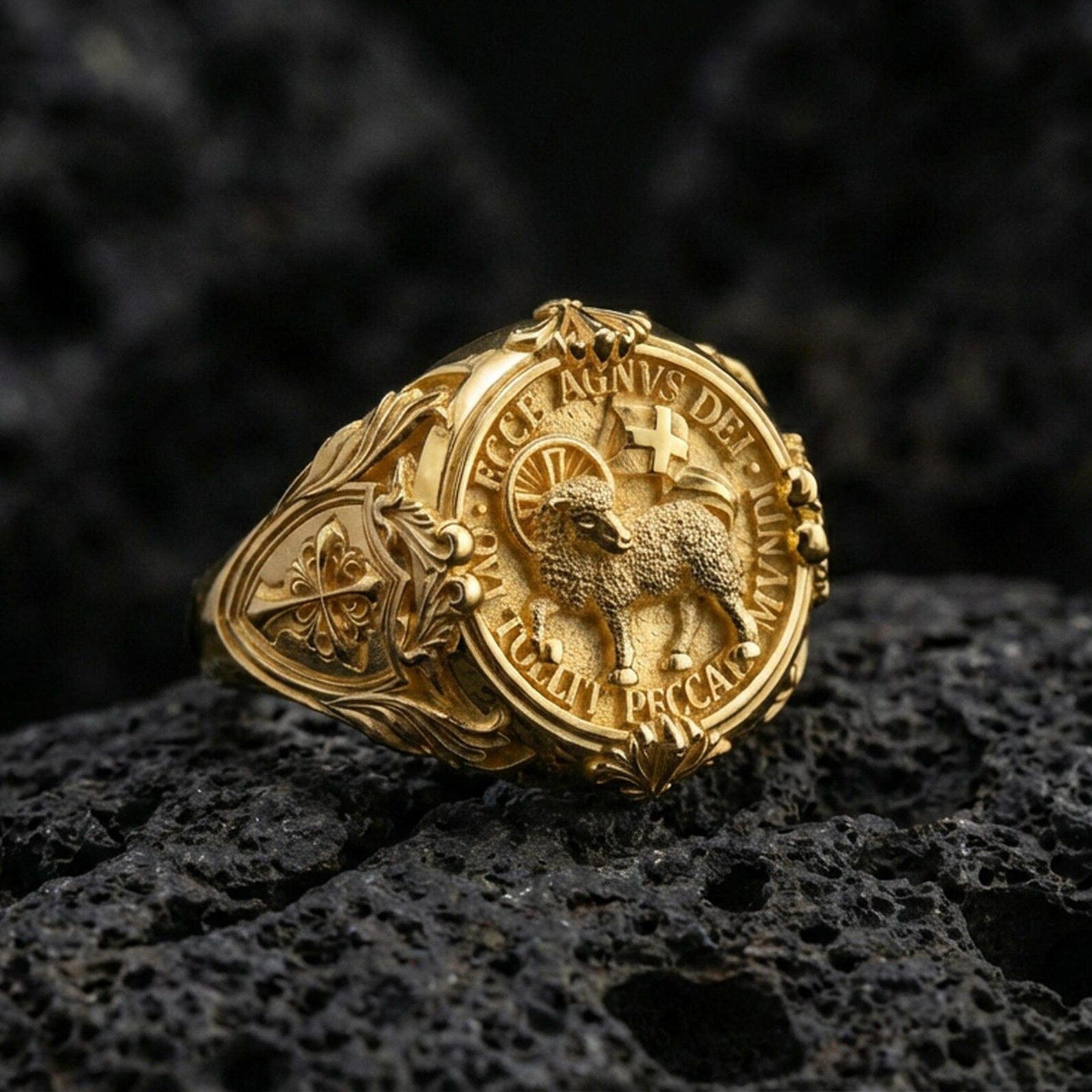 Sterling Silver 'ecce Agnus Dei' Ring - Lamb of God, Christian Jewelry ...