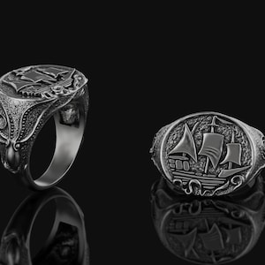 Silver Sailor Ring Nautical Accessory Mens Jewelry New Year Gift 925 ...