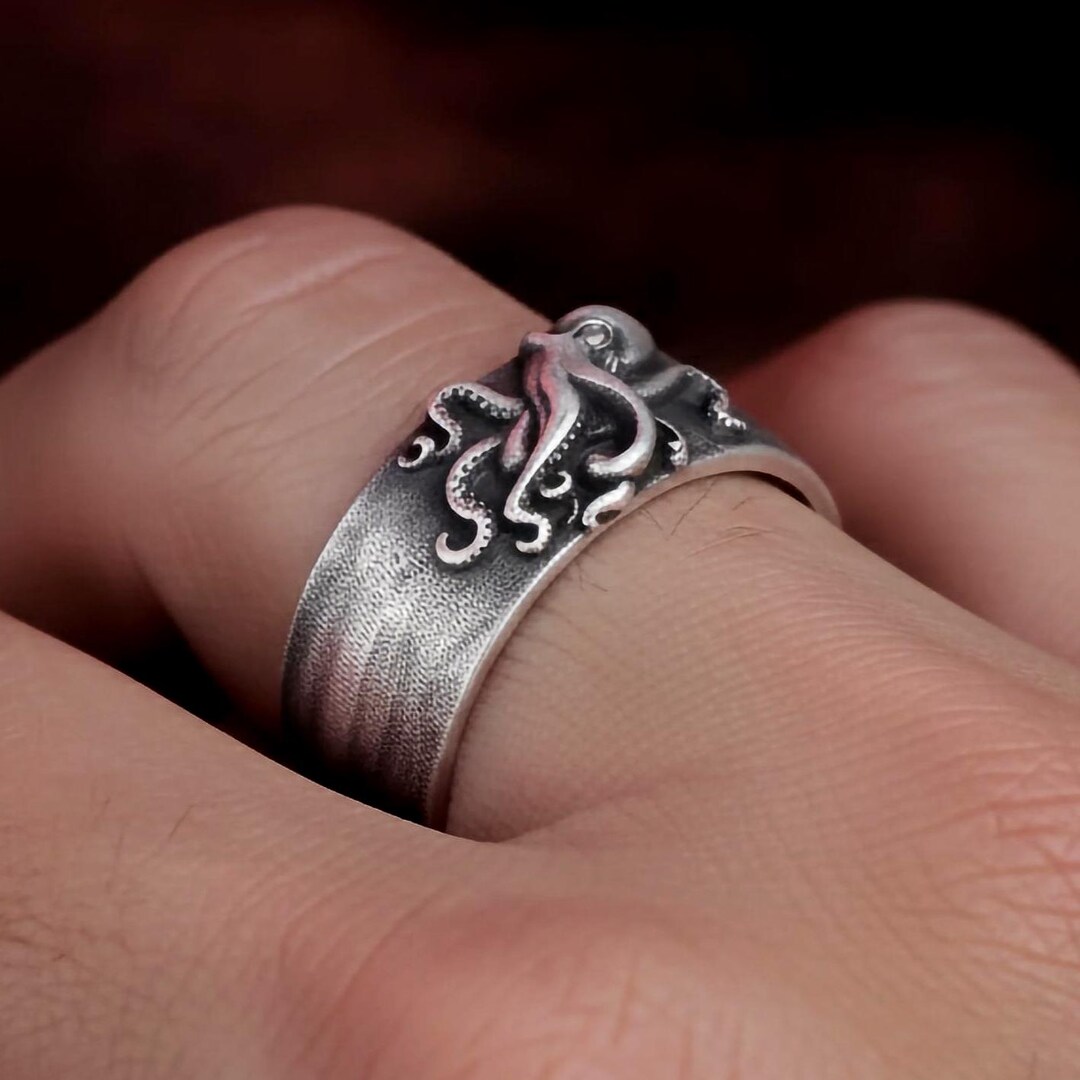 Sterling Silver Octopus Ring, Tentacle Band, Sea Jewelry - Etsy