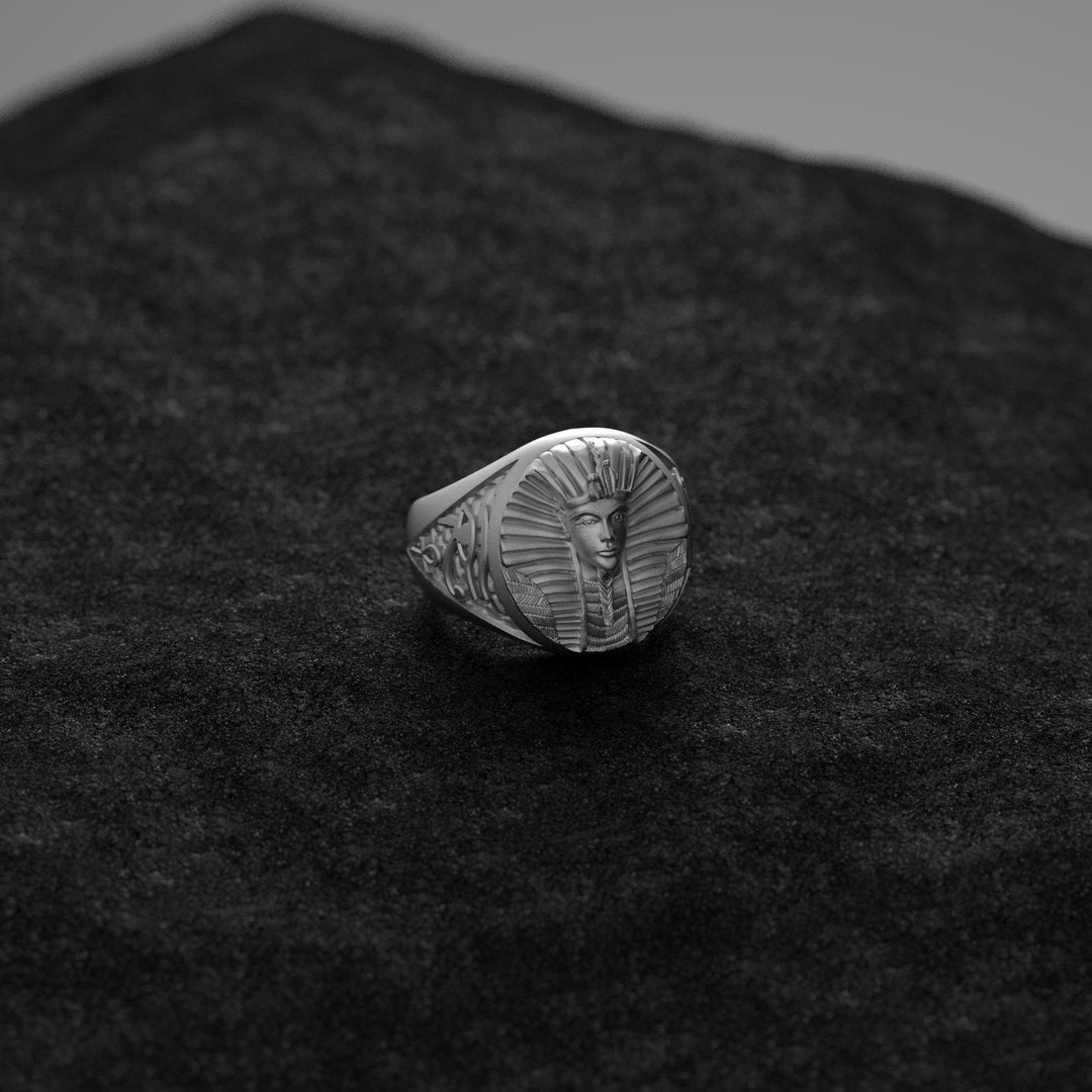Ancient Egypt Pharaoh Ring - Unisex Silver Ankh Jewelry, Egyptian King ...